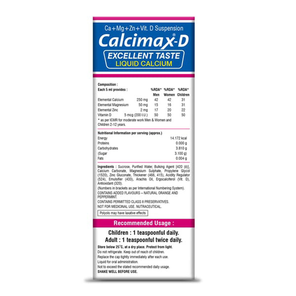 Calcimax D Suspension | Uses, Side Effects, Price | Apollo Pharmacy