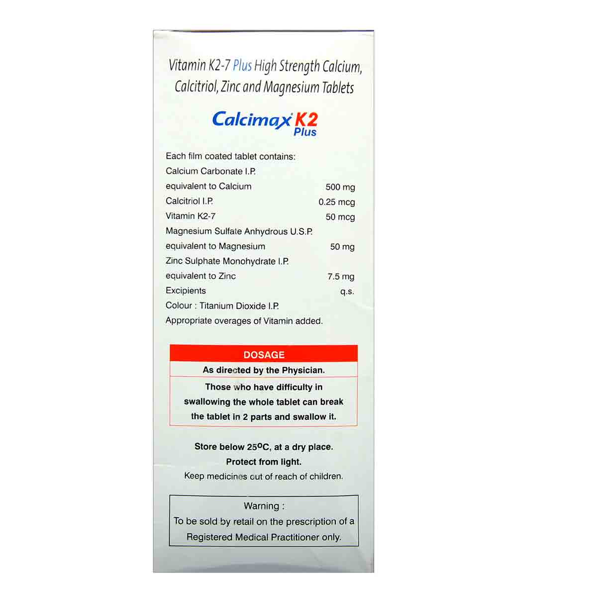 Calcimax K2 Plus Tablet | Uses, Side Effects, Price | Apollo Pharmacy