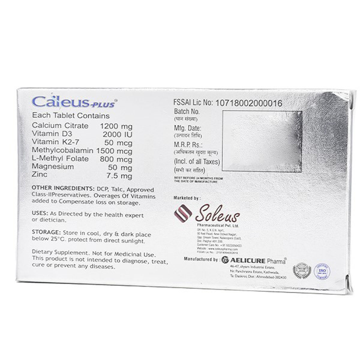 Caleus Plus Tablet 10's Price, Uses, Side Effects, Composition - Apollo ...