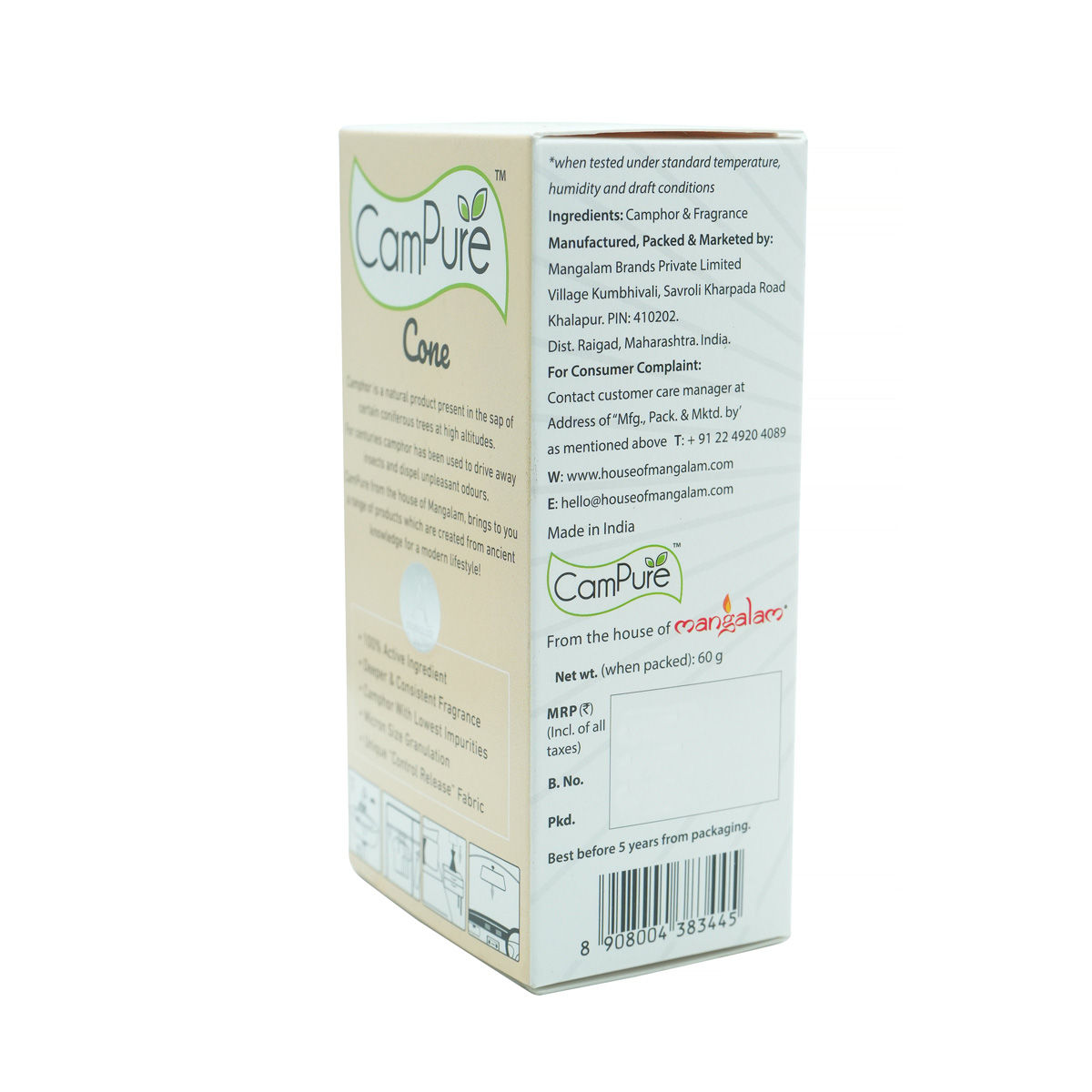 Campure Cone 100% Organic Camphor Original, 60 gm Price, Uses, Side ...
