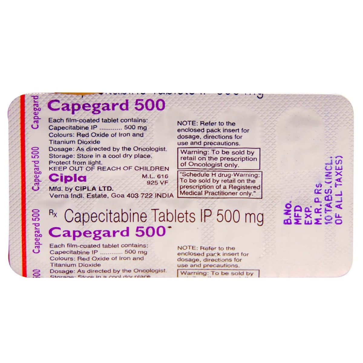 Capegard 500 Tablet 10's Price, Uses, Side Effects, Composition ...