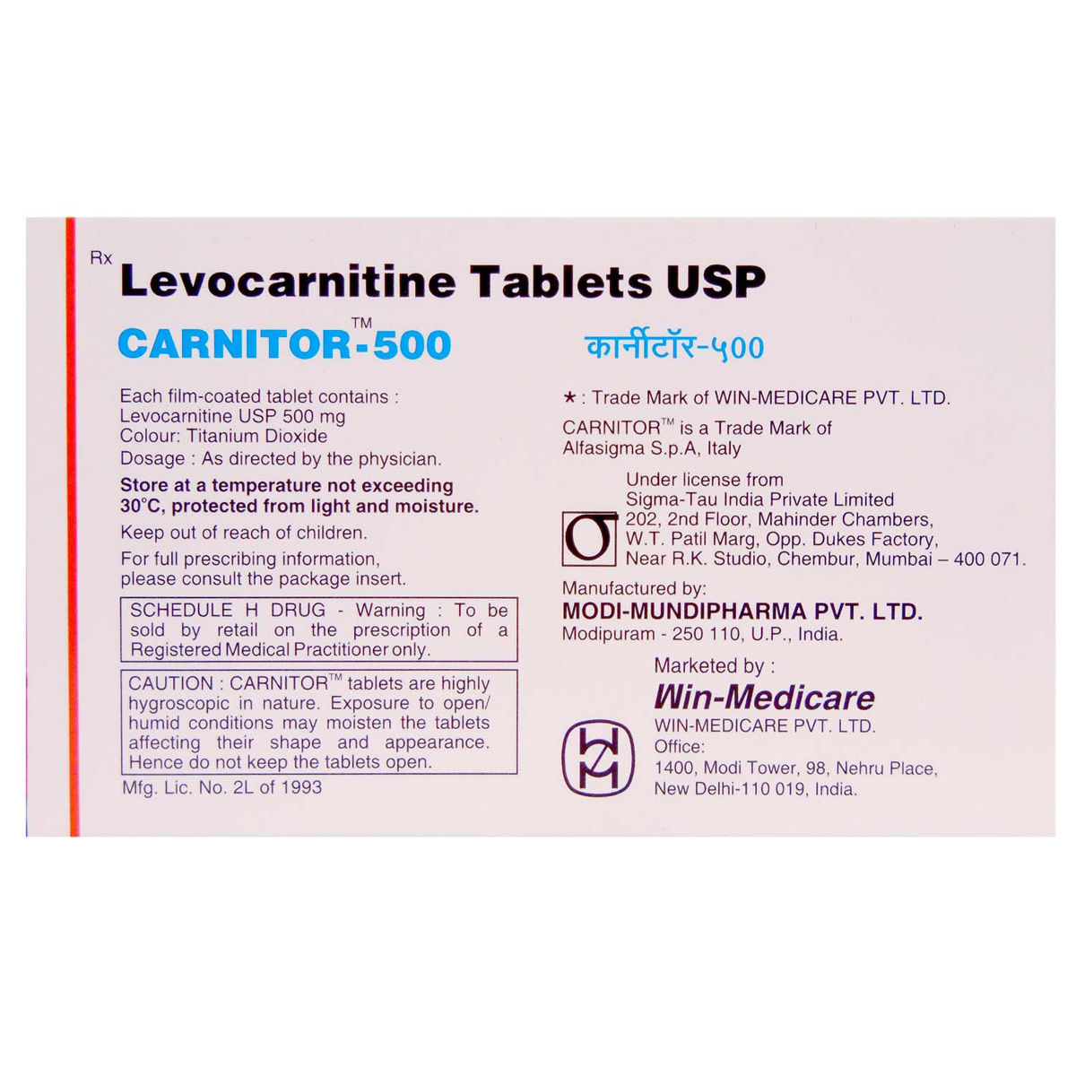 Carnitor-500 Tablet 10's Price, Uses, Side Effects, Composition ...