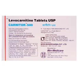 Carnitor-500 Tablet | Uses, Side Effects, Price | Apollo Pharmacy