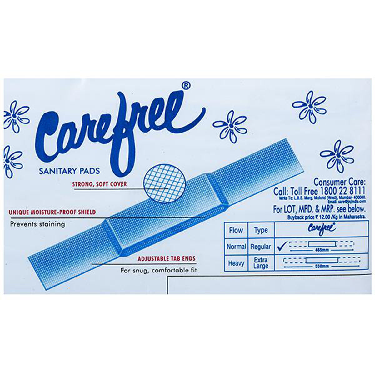 Buy Carefree Sanitary Pads Regular, 10 Count | 19 Minutes Delivery ...