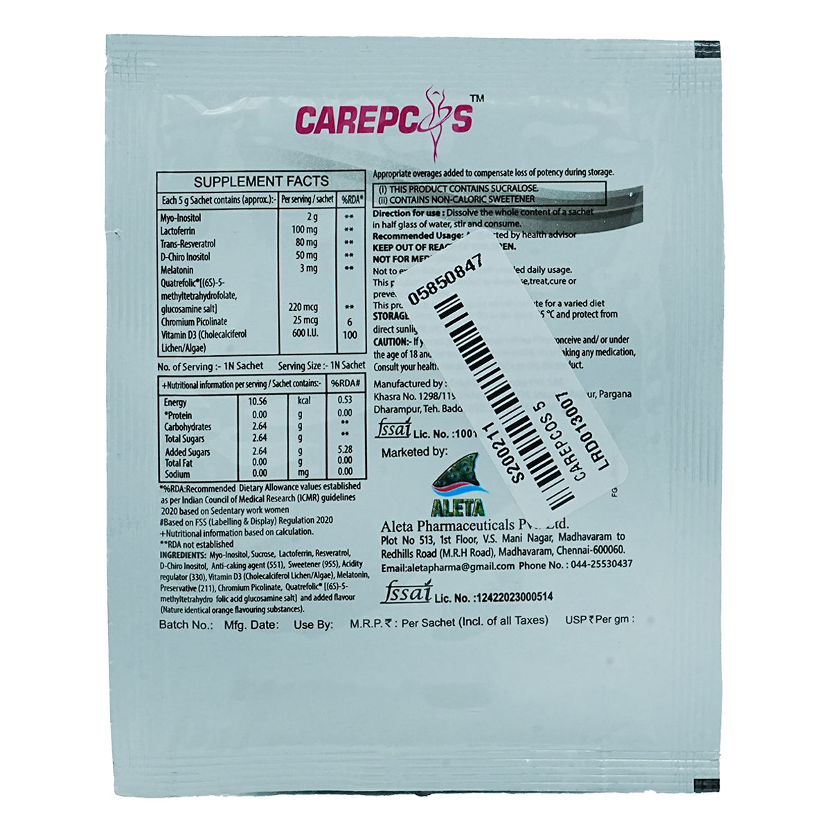 Carepcos Orange Flavour Sachet 5 gm | Uses, Side Effects, Price ...