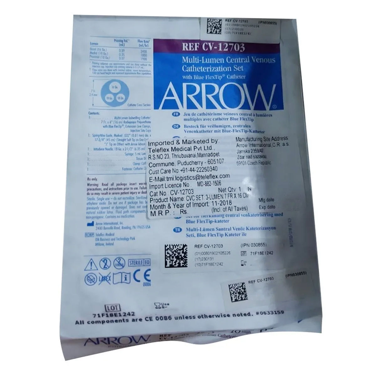 Central Venous Cath 3Lumen 7F 12703 (Arrow) | Uses, Side Effects, Price ...