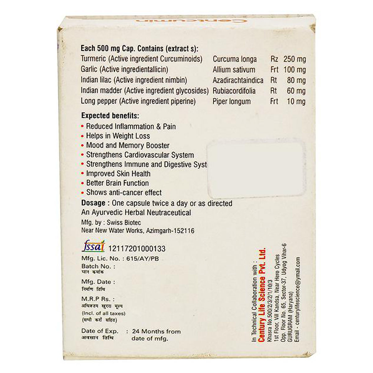 Centcumin, 10 Capsules Price, Uses, Side Effects, Composition - Apollo ...