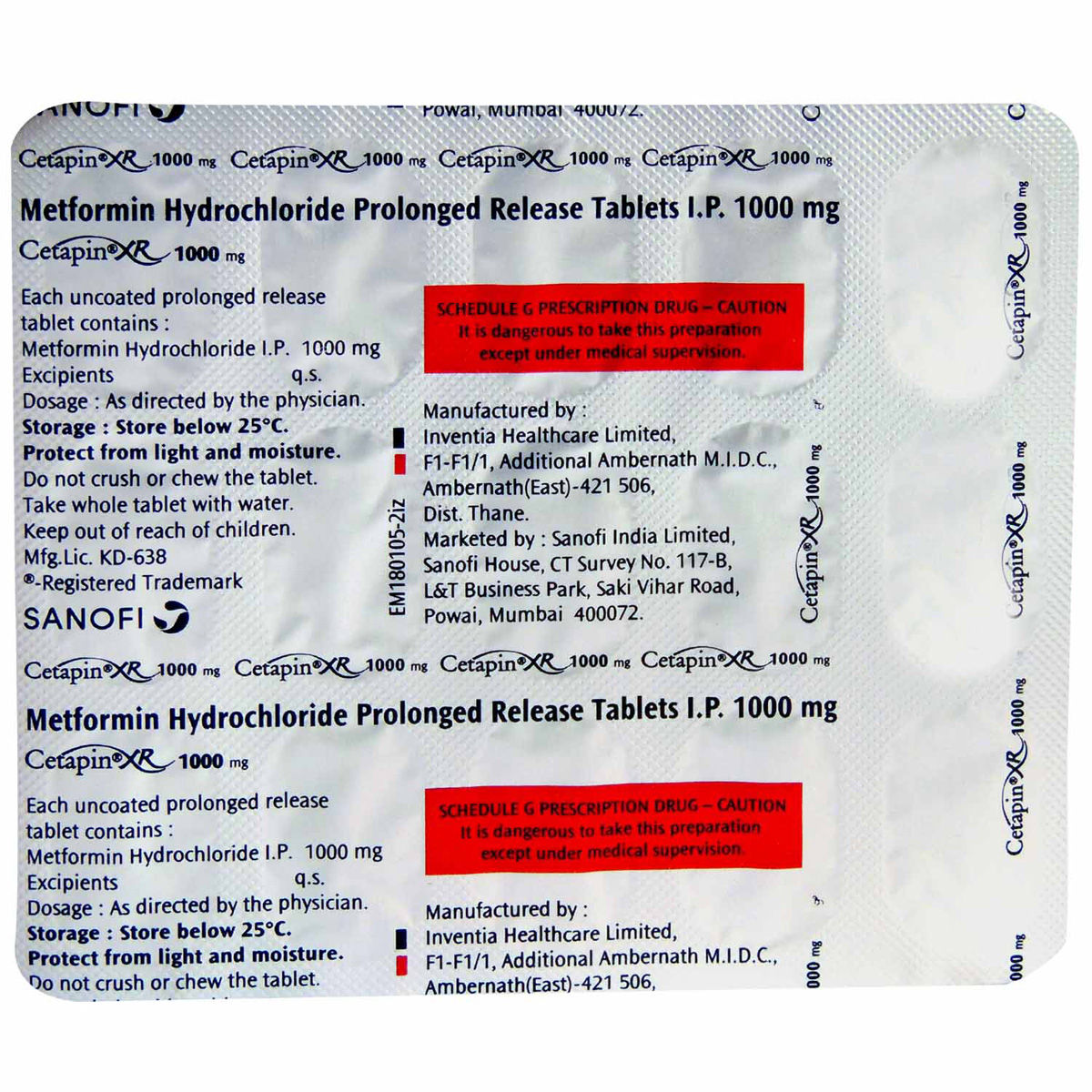 Cetapin XR 1000 mg Tablet 15's Price, Uses, Side Effects, Composition ...