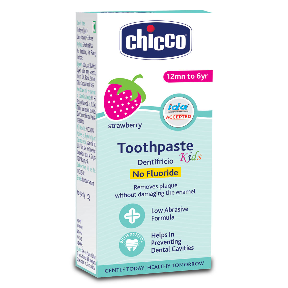 Buy Chicco Strawberry Flavour Toothpaste for 12 Months to 6 Year Kids ...