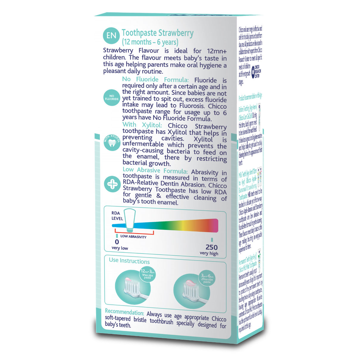 Chicco Strawberry Flavour Toothpaste for 12 Months to 6 Year Kids, 50 ...