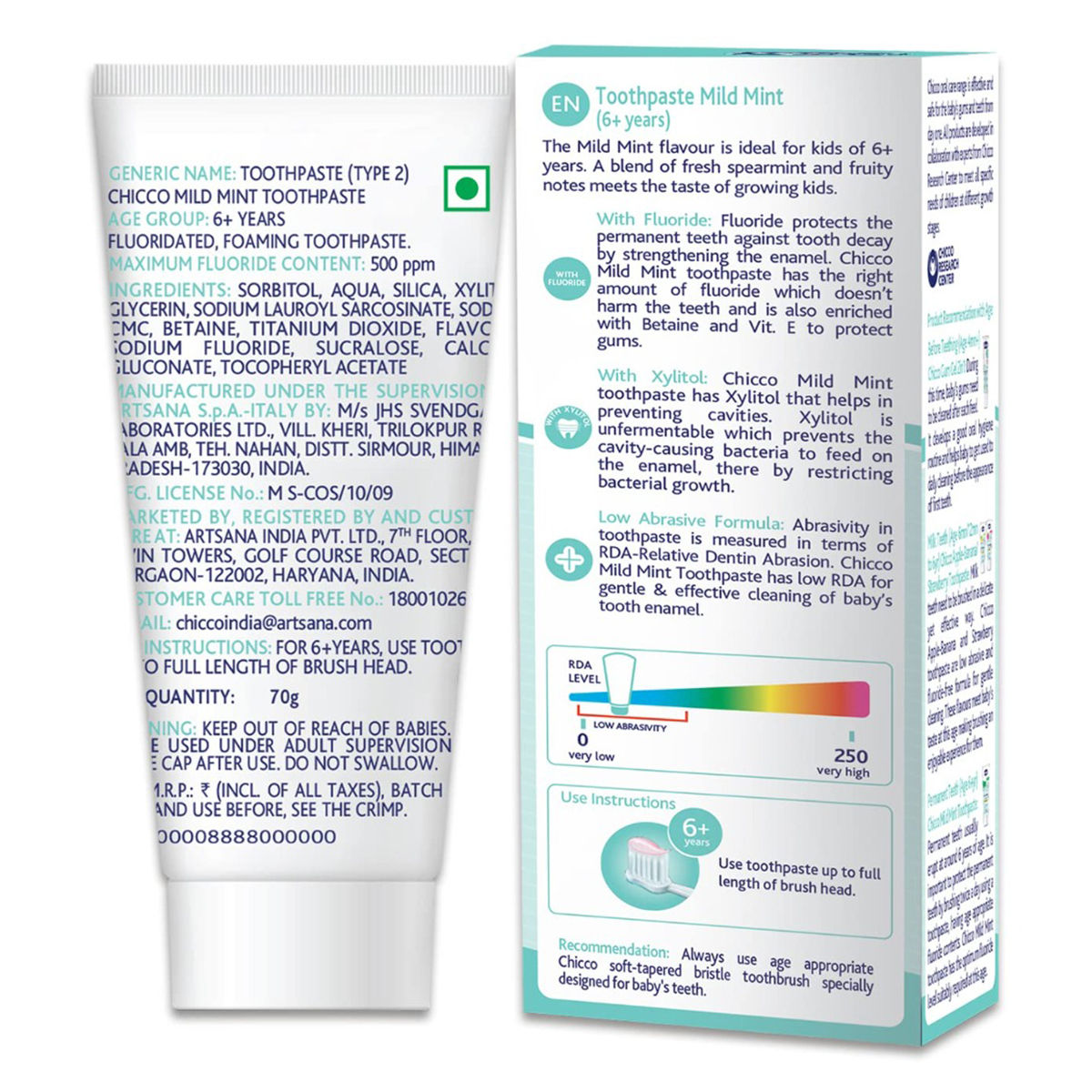 Chicco Mild Mint Flavour Toothpaste for 6+ Year Kids, 70 gm Price, Uses ...