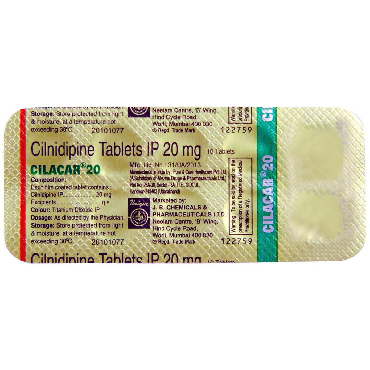 Cilacar 20 Tablet 10's Price, Uses, Side Effects, Composition - Apollo ...