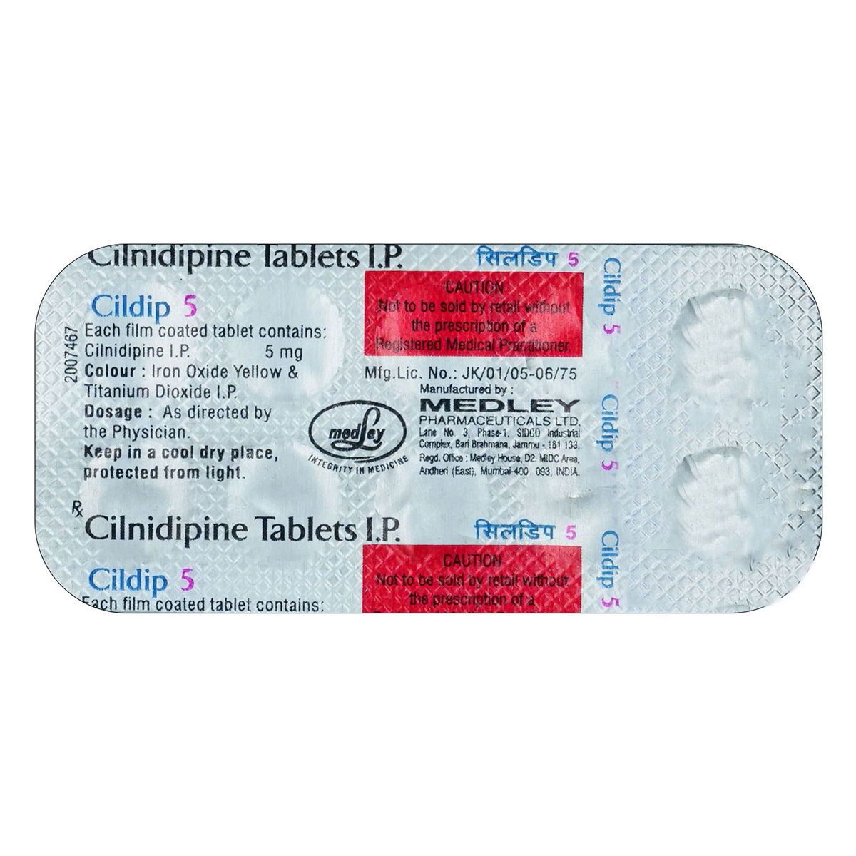 Cildip 5 mg Tablet | Uses, Side Effects, Price | Apollo Pharmacy