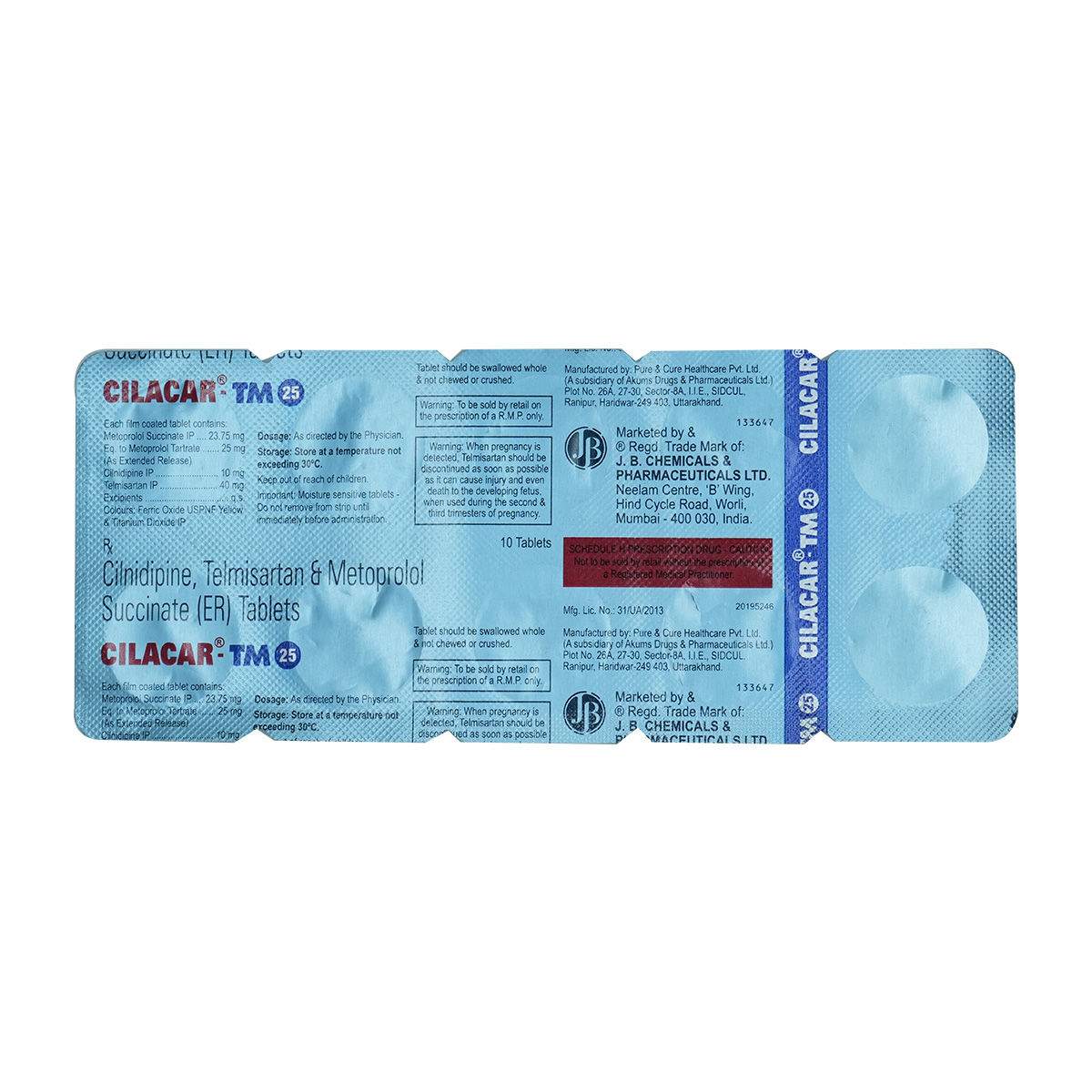 Cilacar-TM 25 Tablet | Uses, Side Effects, Price | Apollo Pharmacy