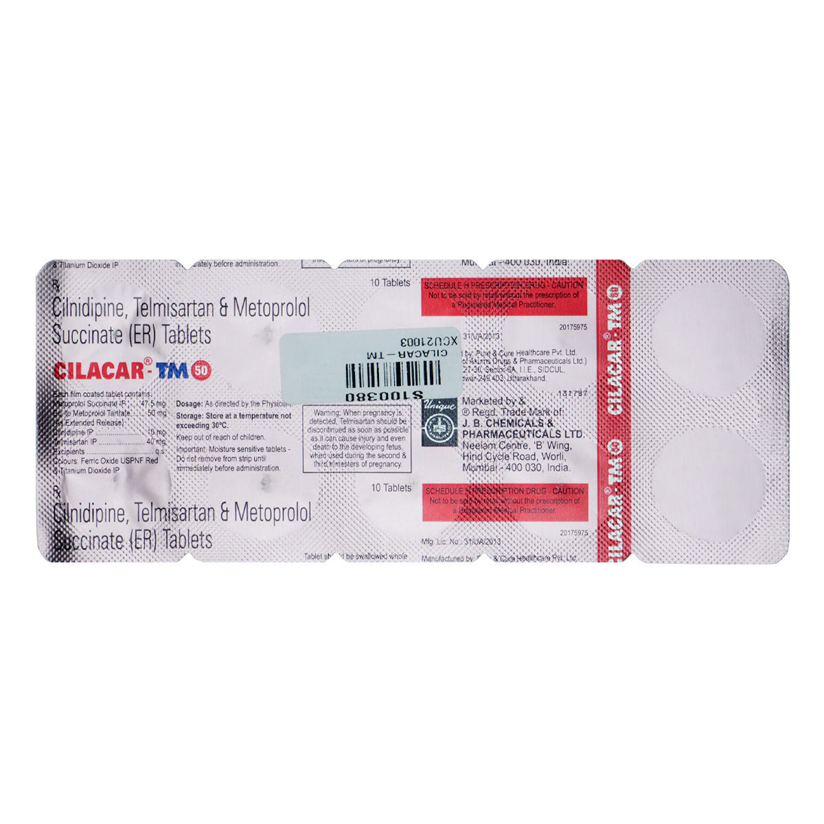 Cilacar-TM 50 Tablet 10's Price, Uses, Side Effects, Composition - Apollo Pharmacy