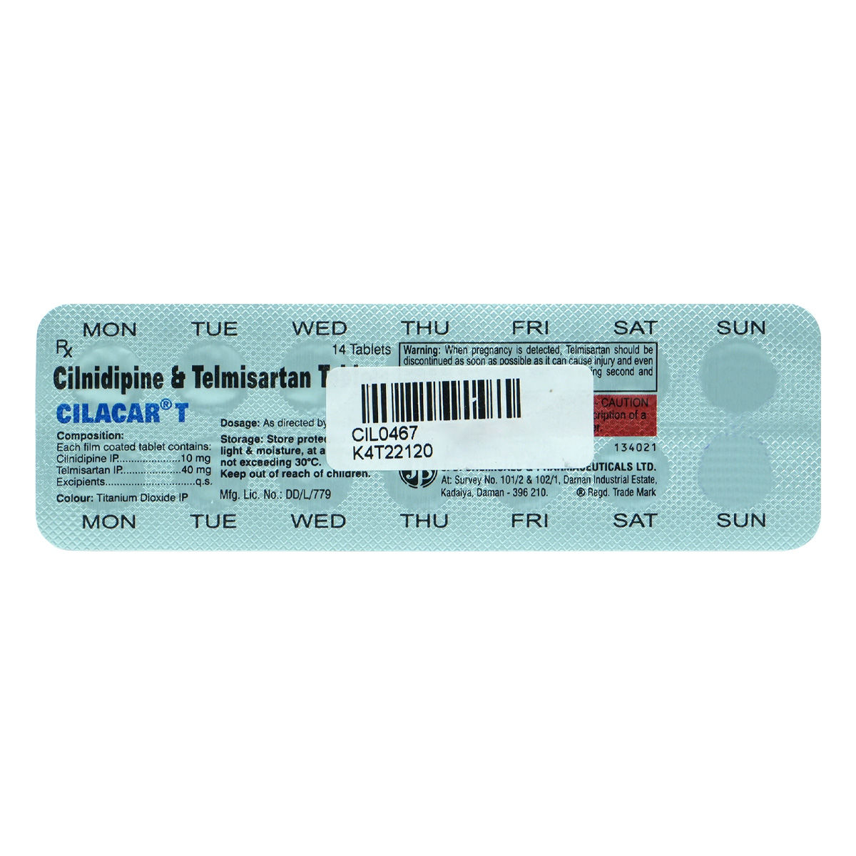 Cilacar T 10/40 mg Tablet 14's Price, Uses, Side Effects, Composition ...