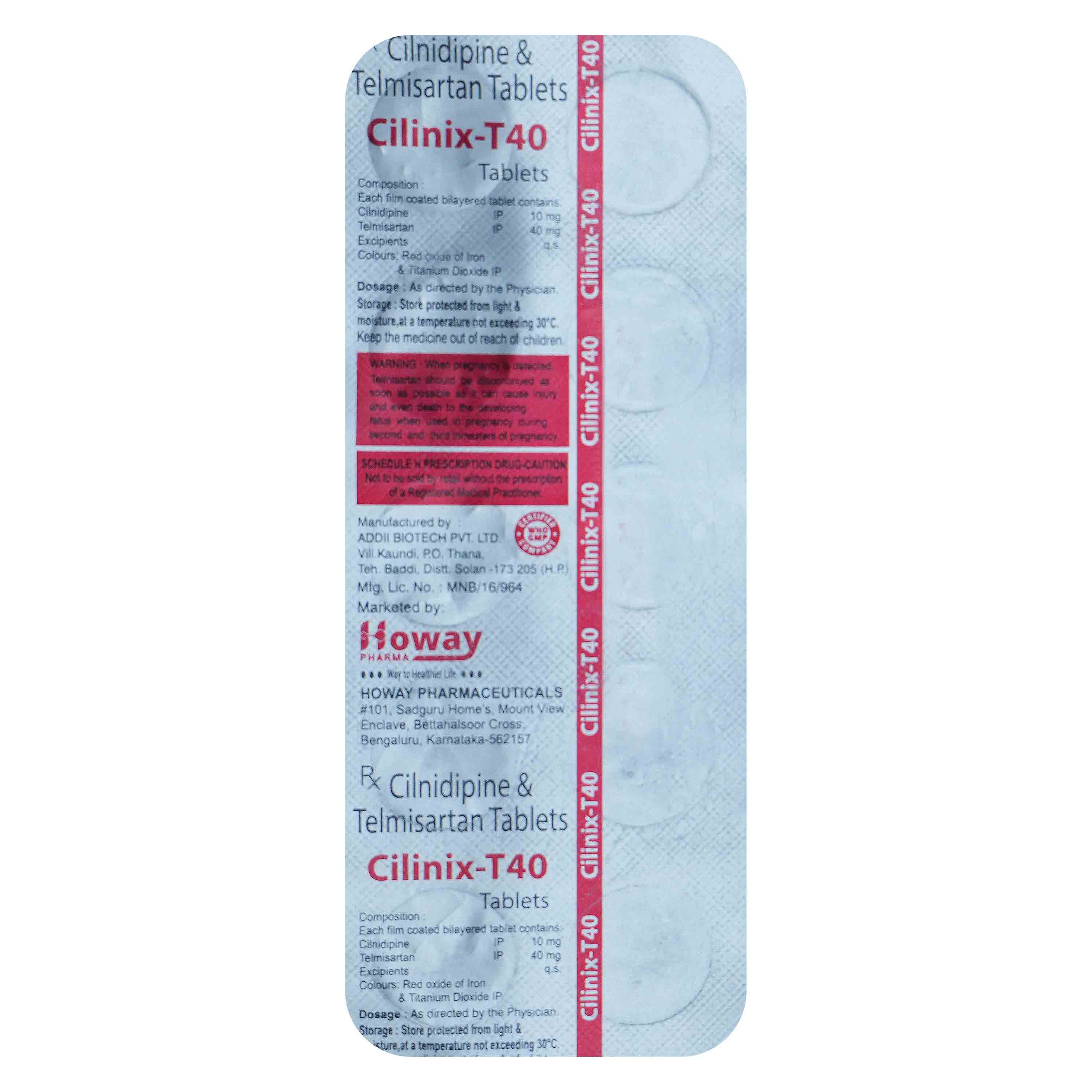 Cilinix-T 40 Tablet | Uses, Side Effects, Price | Apollo Pharmacy