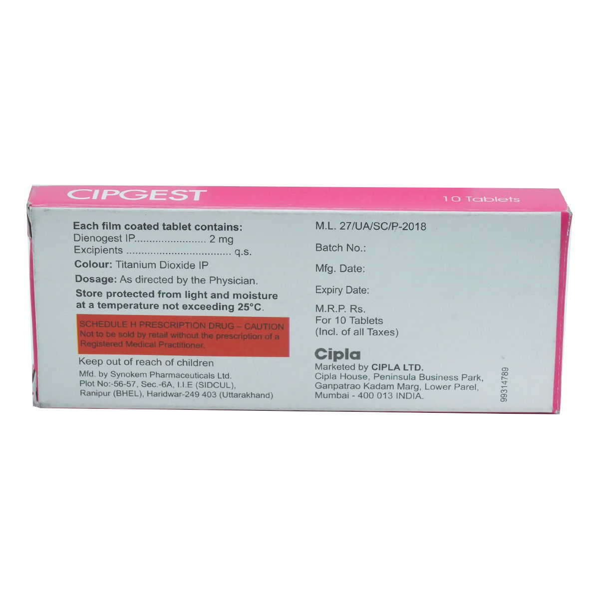 Cipgest 2mg Tablet 10's Price, Uses, Side Effects, Composition - Apollo ...