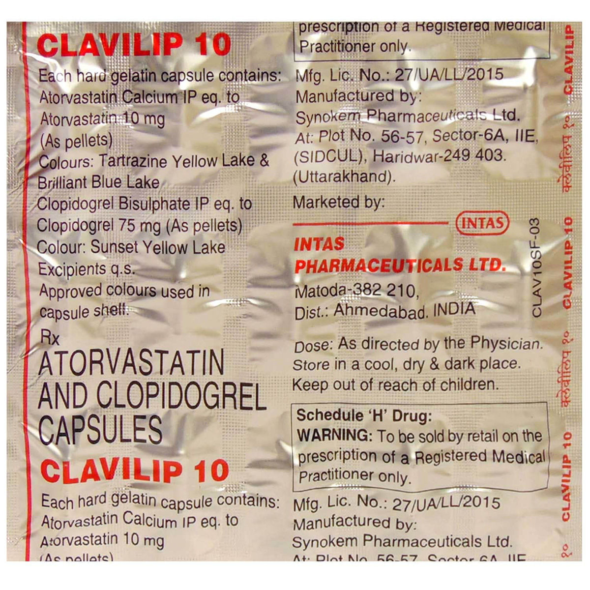 Clavilip 10 Capsule 15's Price, Uses, Side Effects, Composition ...