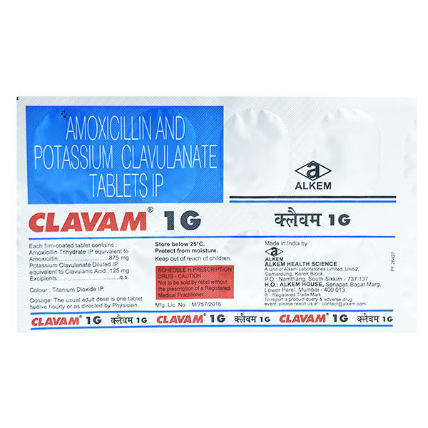 Clavam 1gm Tablet | Uses, Side Effects, Price | Apollo Pharmacy