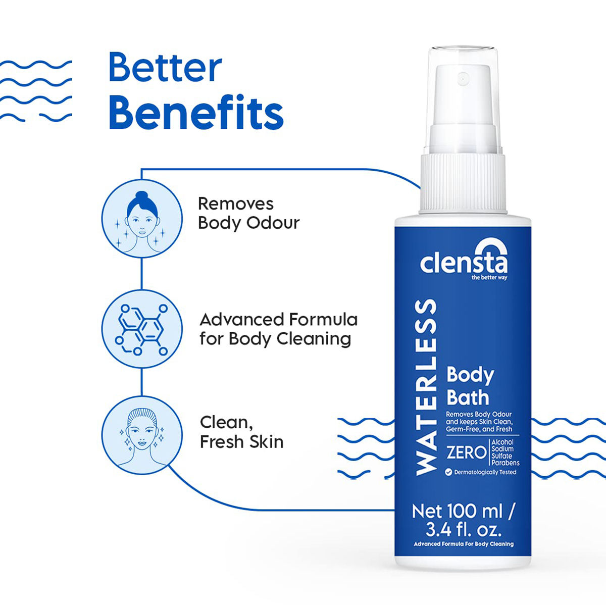 Clensta Waterless Body Bath 100 ml Price, Uses, Side Effects ...