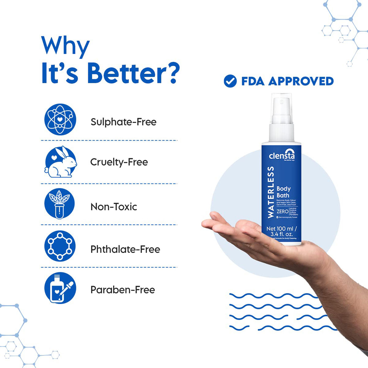 Clensta Waterless Body Bath 100 ml Price, Uses, Side Effects ...