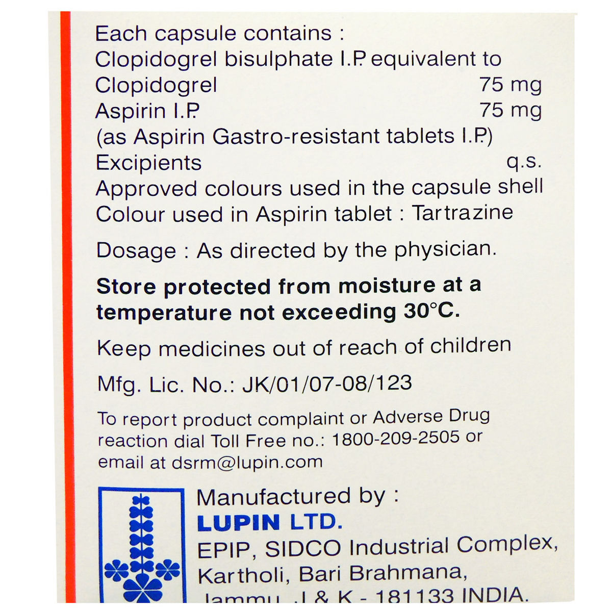 Clopitab-A 75 Capsule | Uses, Side Effects, Price | Apollo Pharmacy