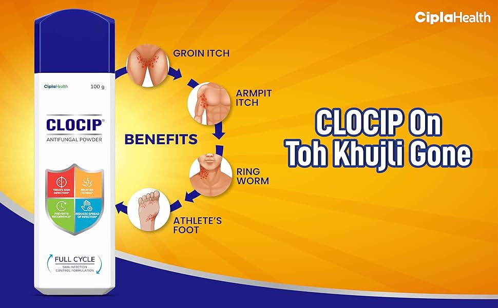 Buy Clocip Antifungal Powder 100 gm | 19 Minutes Delivery | Apollo Pharmacy