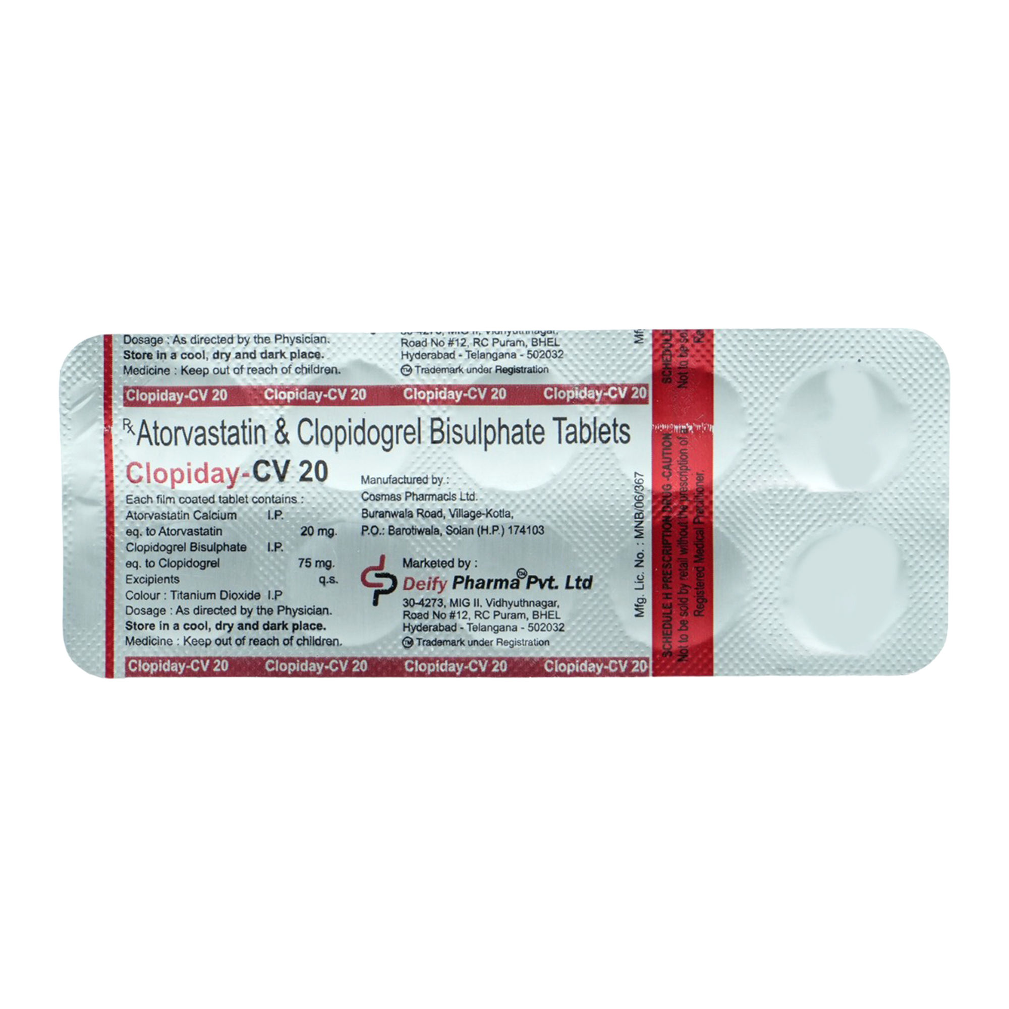 Clopiday CV 20 Tablet | Uses, Side Effects, Price | Apollo Pharmacy