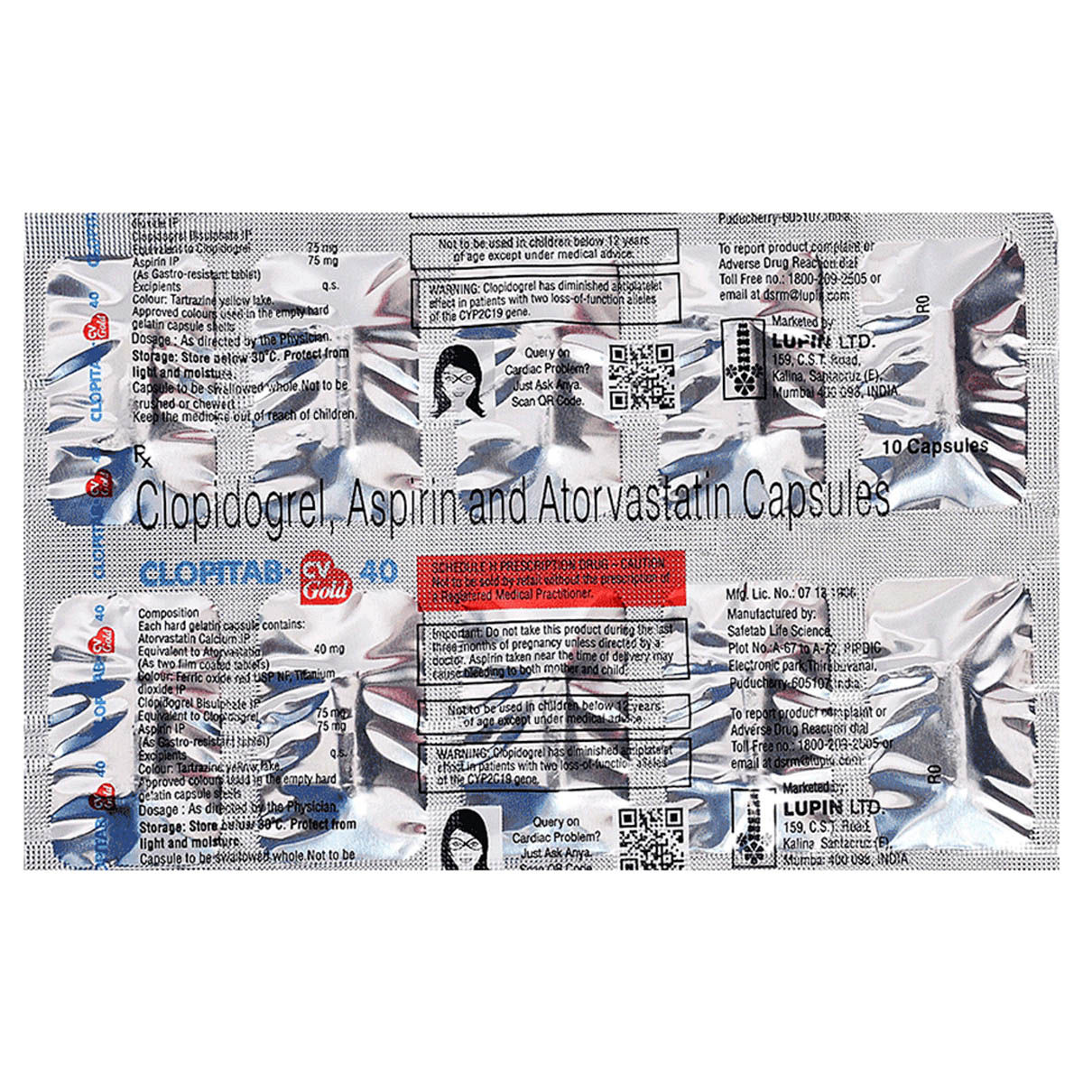 Clopitab-CV Gold 40 Capsule | Uses, Side Effects, Price | Apollo Pharmacy