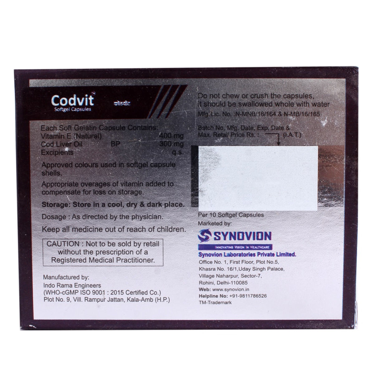 Codvit Softgel Capsule 10's Price, Uses, Side Effects, Composition ...
