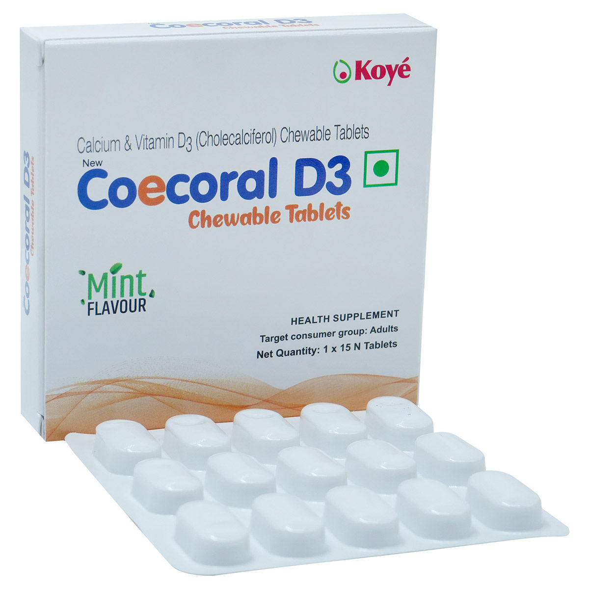 Coecoral D3 New Mint Flavour Adults Chewable Tablet 15's | Uses, Side ...