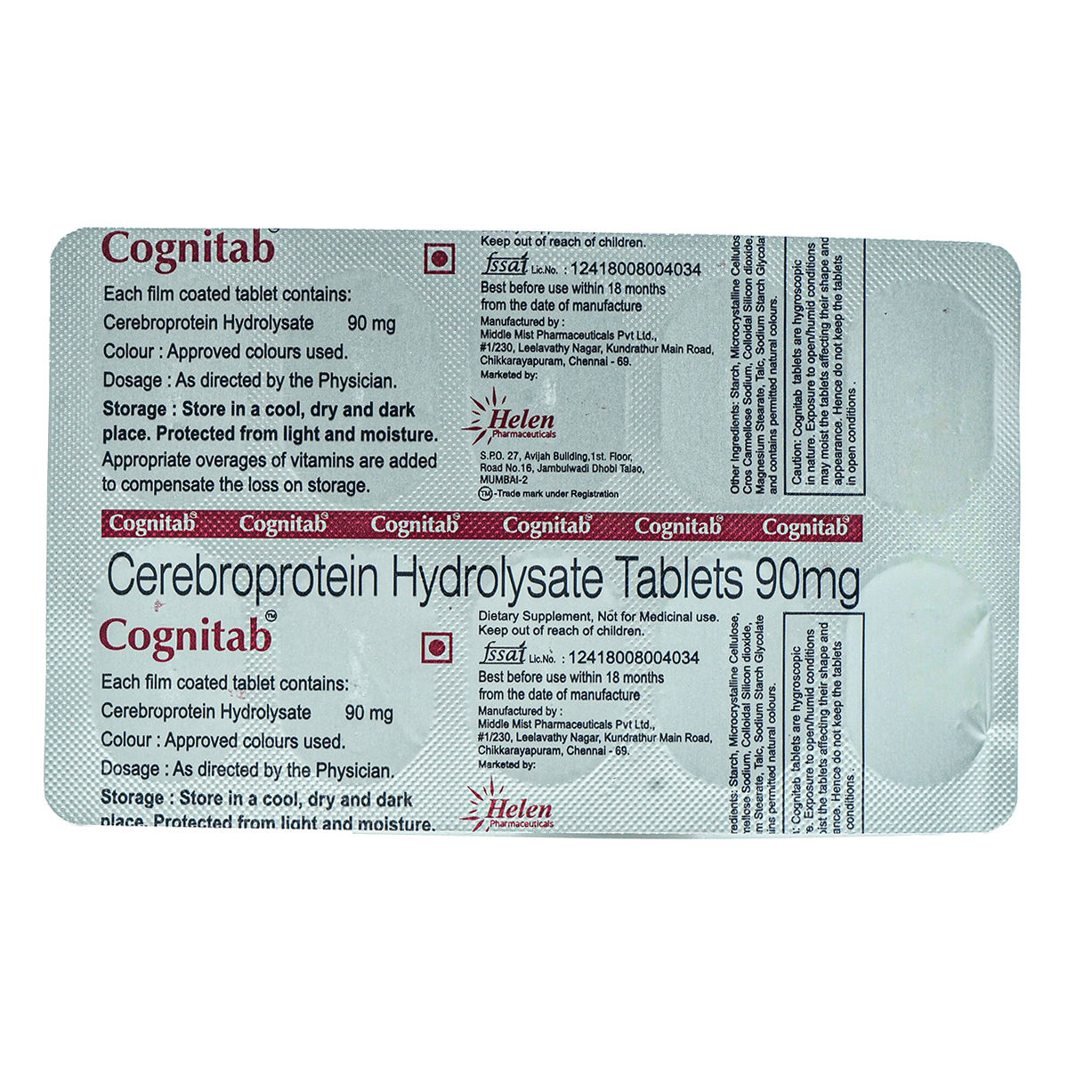 Cognitab 90 mg Tablet | Uses, Side Effects, Price | Apollo Pharmacy