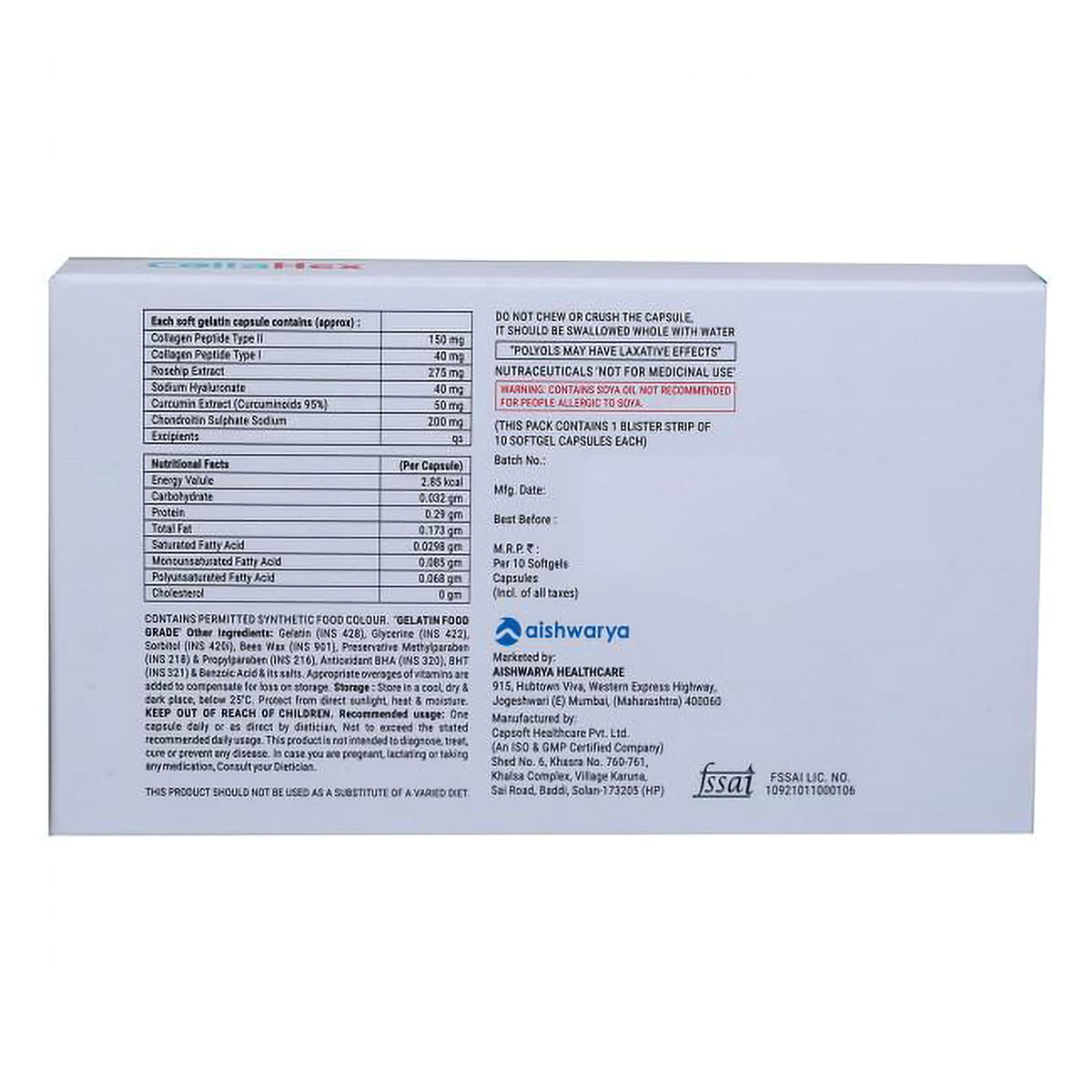 Collahex Softgel Capsule 10's Price, Uses, Side Effects, Composition ...