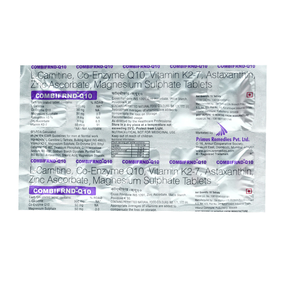COMBIFRND-Q10 TABLETS 10'S Price, Uses, Side Effects, Composition ...