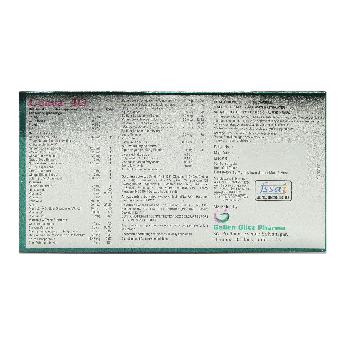 Conva 4G Capsule 10's Price, Uses, Side Effects, Composition - Apollo ...