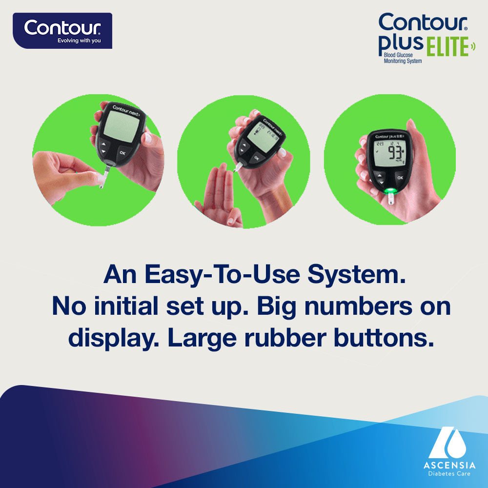 Contour Plus Elite Blood Glucose Monitoring System with Free 20 Strips ...