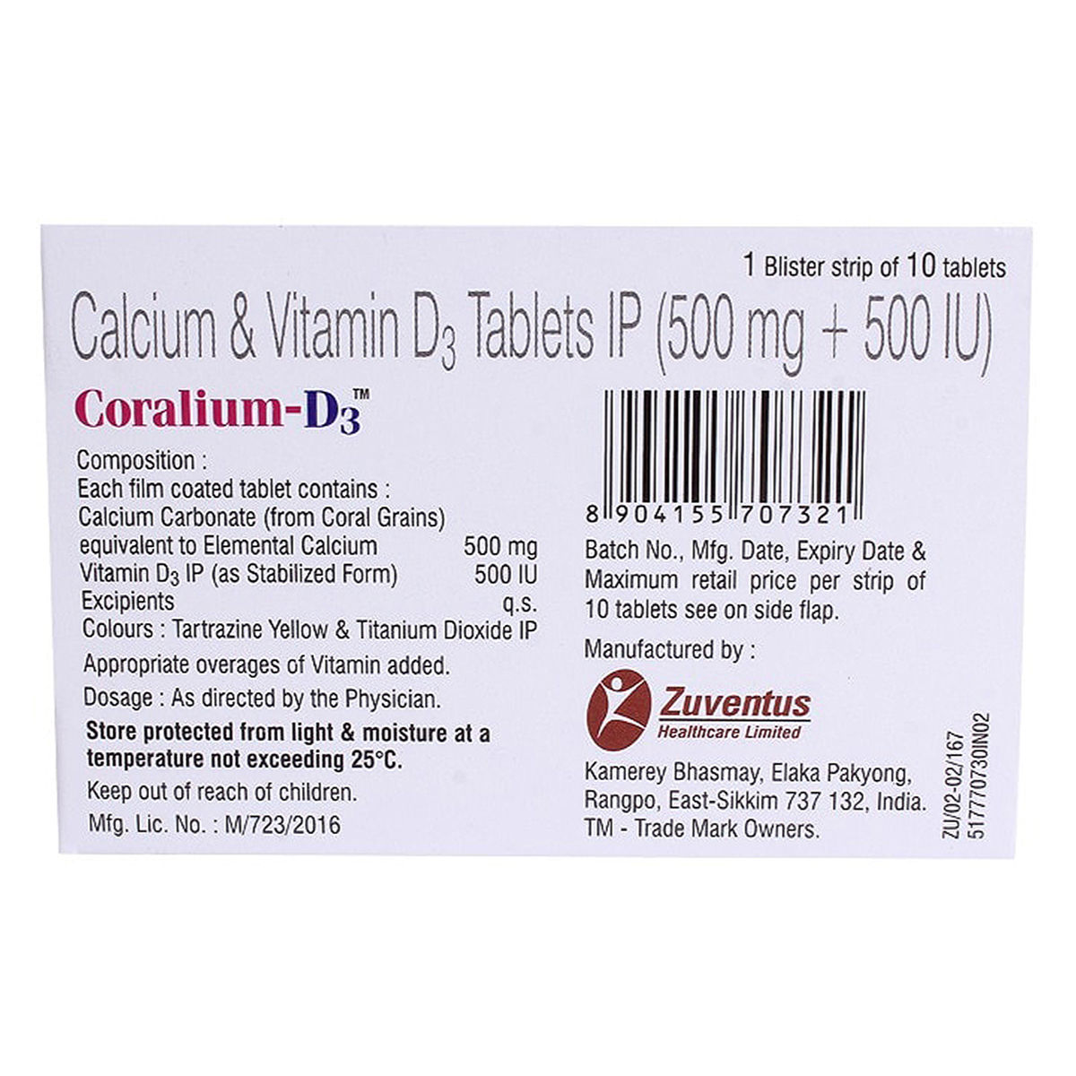 Coralium-D3 Tablet 10's Price, Uses, Side Effects, Composition - Apollo ...