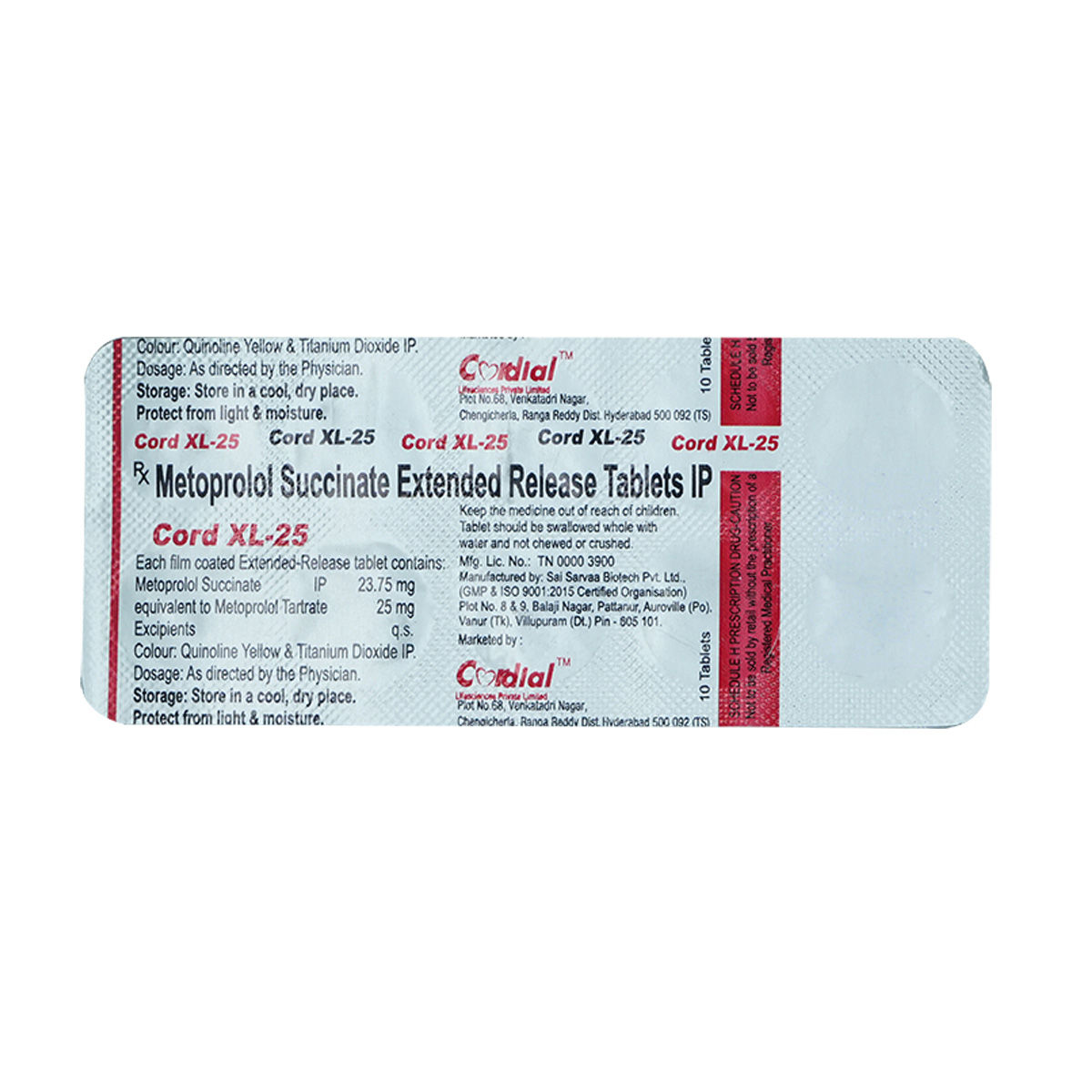 Cord XL-25mg Tablet | Uses, Side Effects, Price | Apollo Pharmacy
