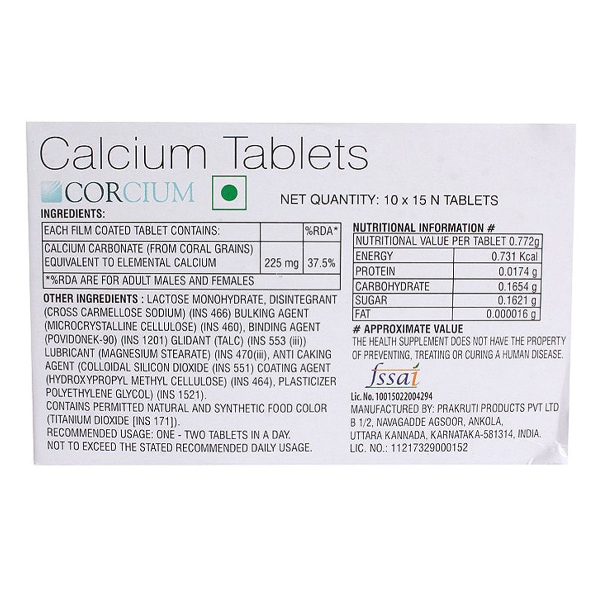 Corcium Tablet 15's Price, Uses, Side Effects, Composition - Apollo ...
