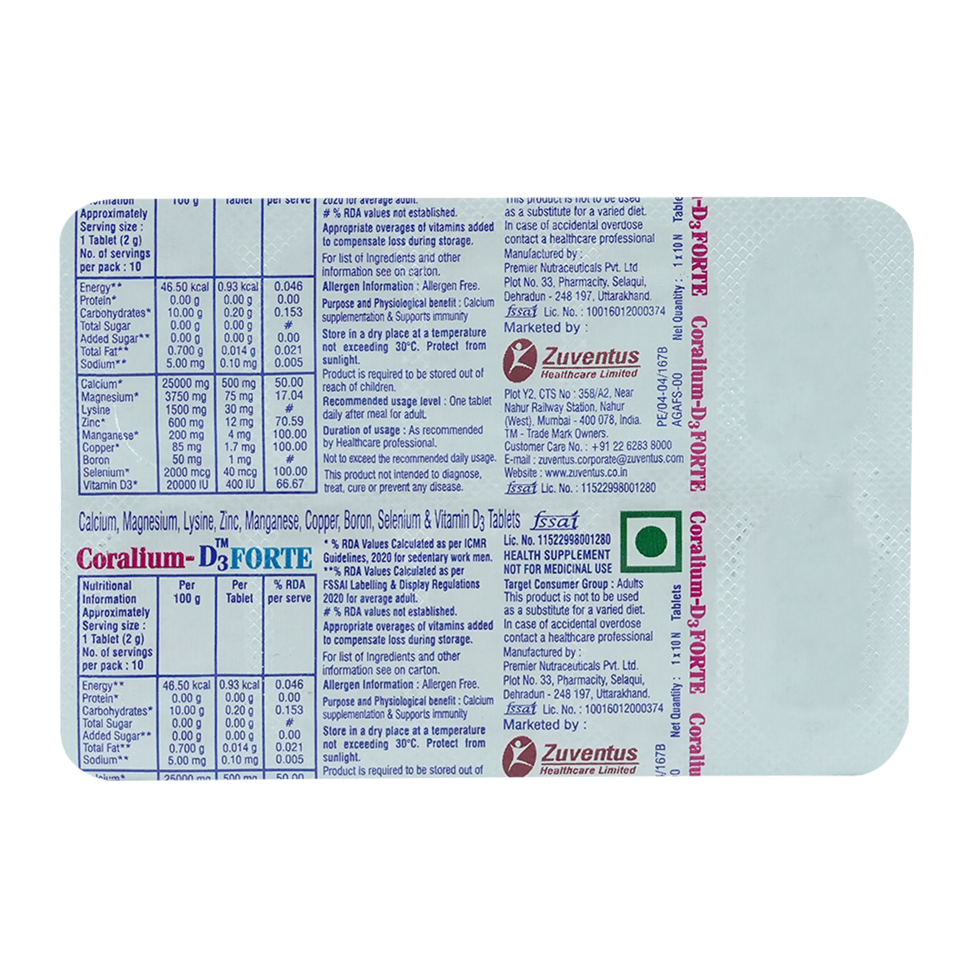 Coralium-D3 Forte Tablet | Uses, Side Effects, Price | Apollo Pharmacy