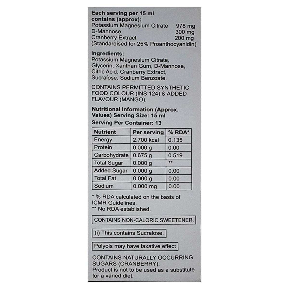 Cranpac-KM Sugar Free Suspension | Uses, Side Effects, Price | Apollo ...