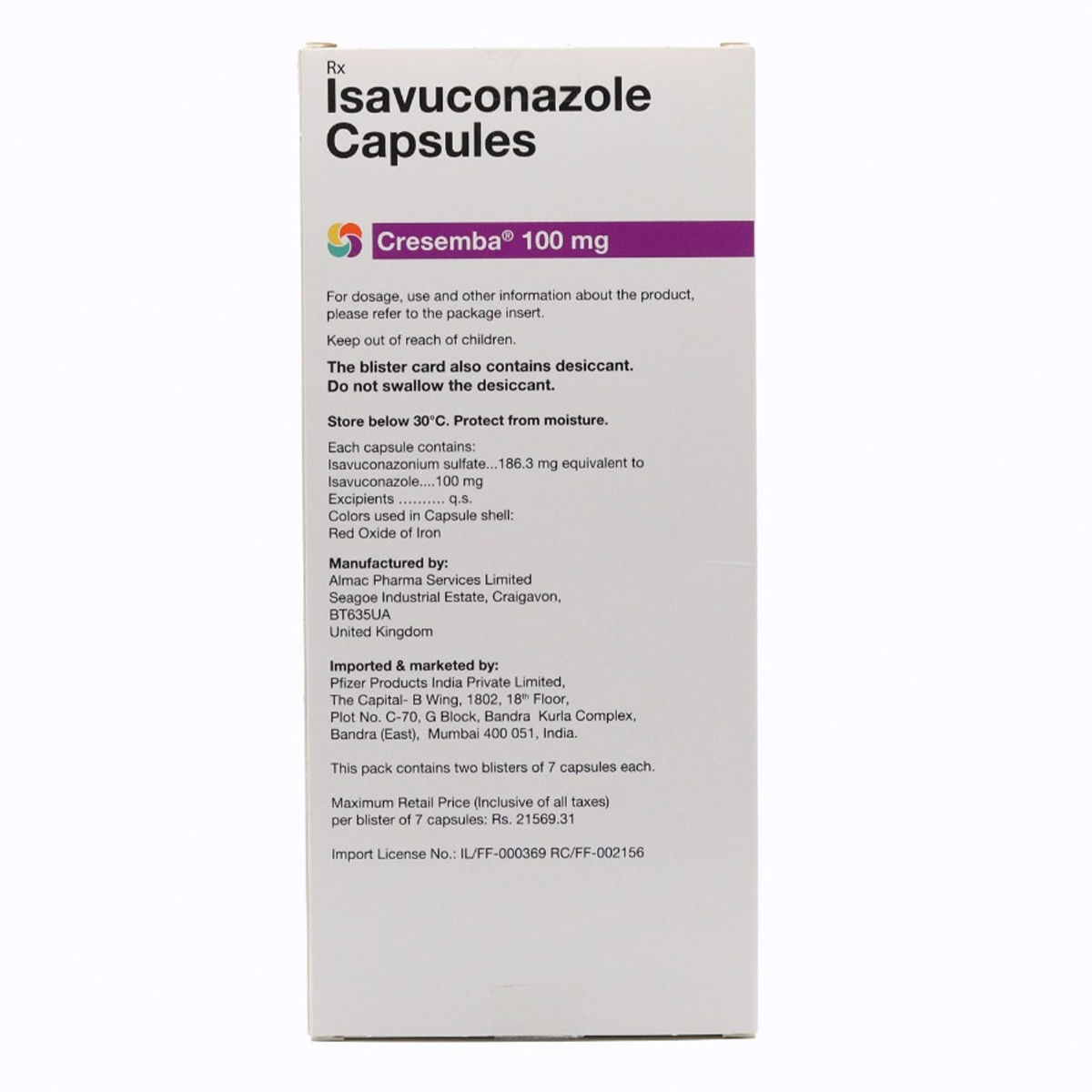 CRESEMBA 100MG CAPSULES 7'S Price, Uses, Side Effects, Composition ...