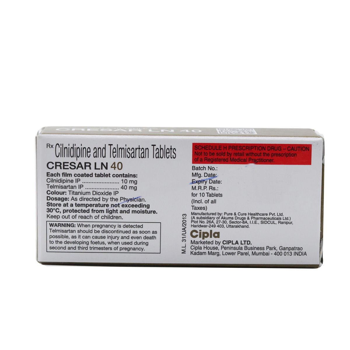 CRESAR LN 40 TABLETS 10'S Price, Uses, Side Effects, Composition ...