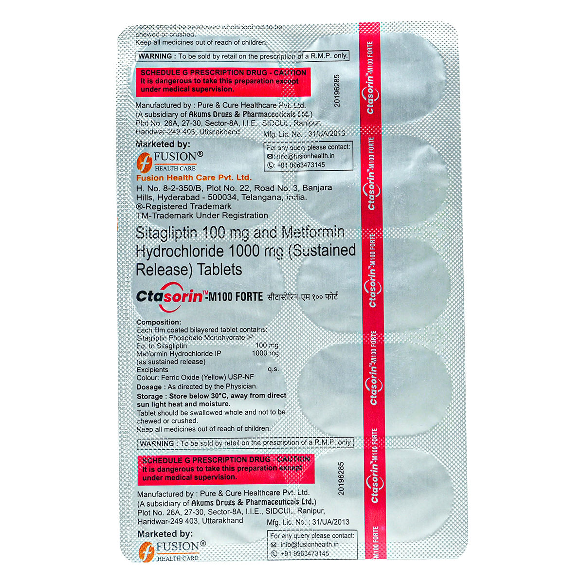 Ctasorin M 100 Forte Tablet 10's Price, Uses, Side Effects, Composition ...