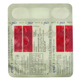 CTD-T 12.5/20 Tablet | Uses, Side Effects, Price | Apollo Pharmacy