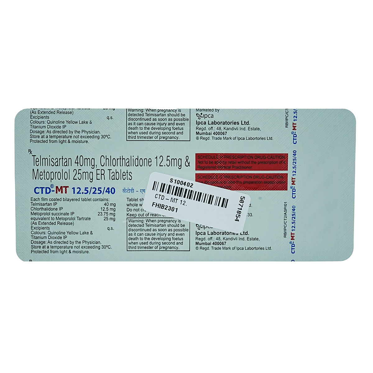 Ctd-Mt 12.5/25/40 Tab 10'S Price, Uses, Side Effects, Composition ...