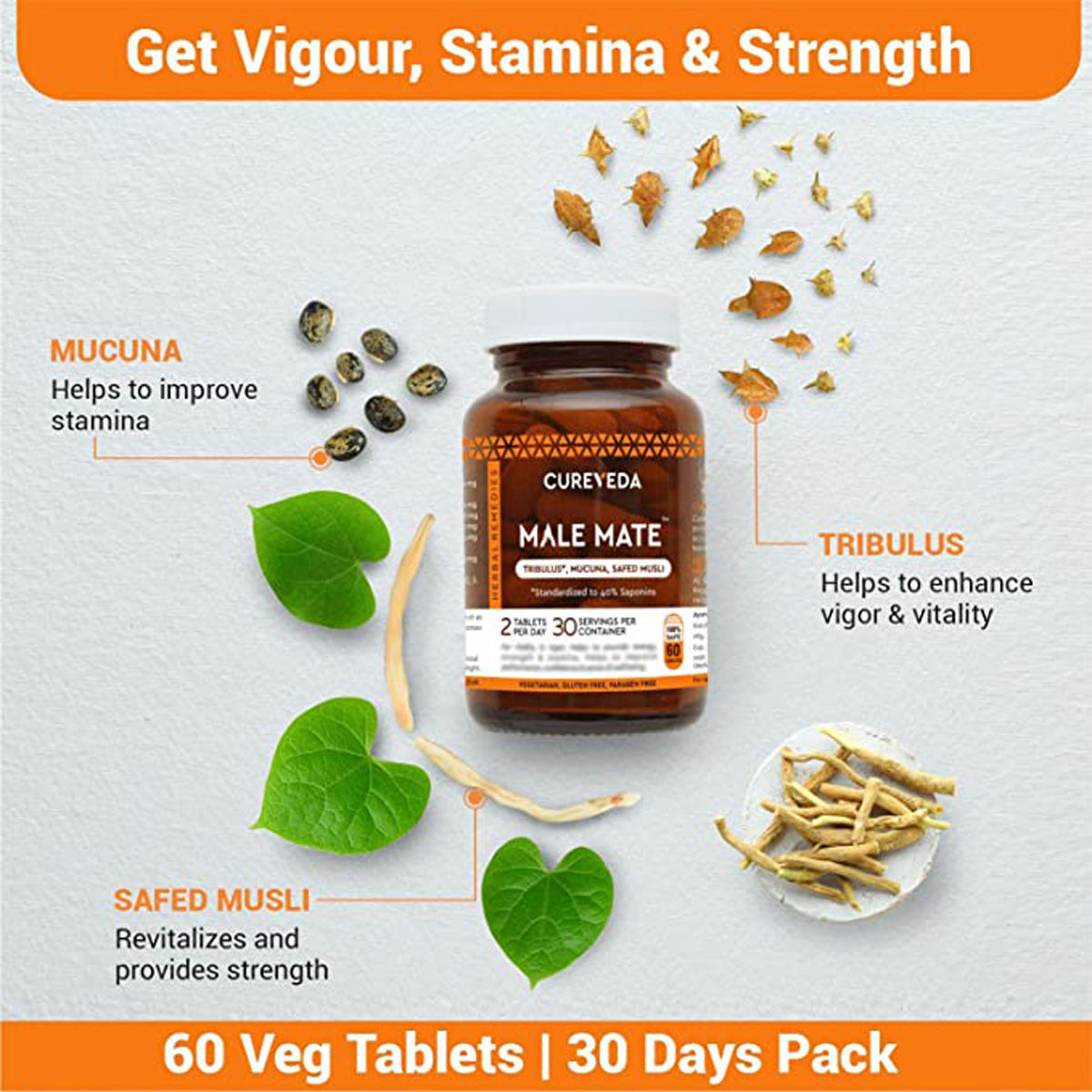 Buy Cureveda Male Mate, 60 Tablets | 19 Minutes Delivery | Apollo Pharmacy