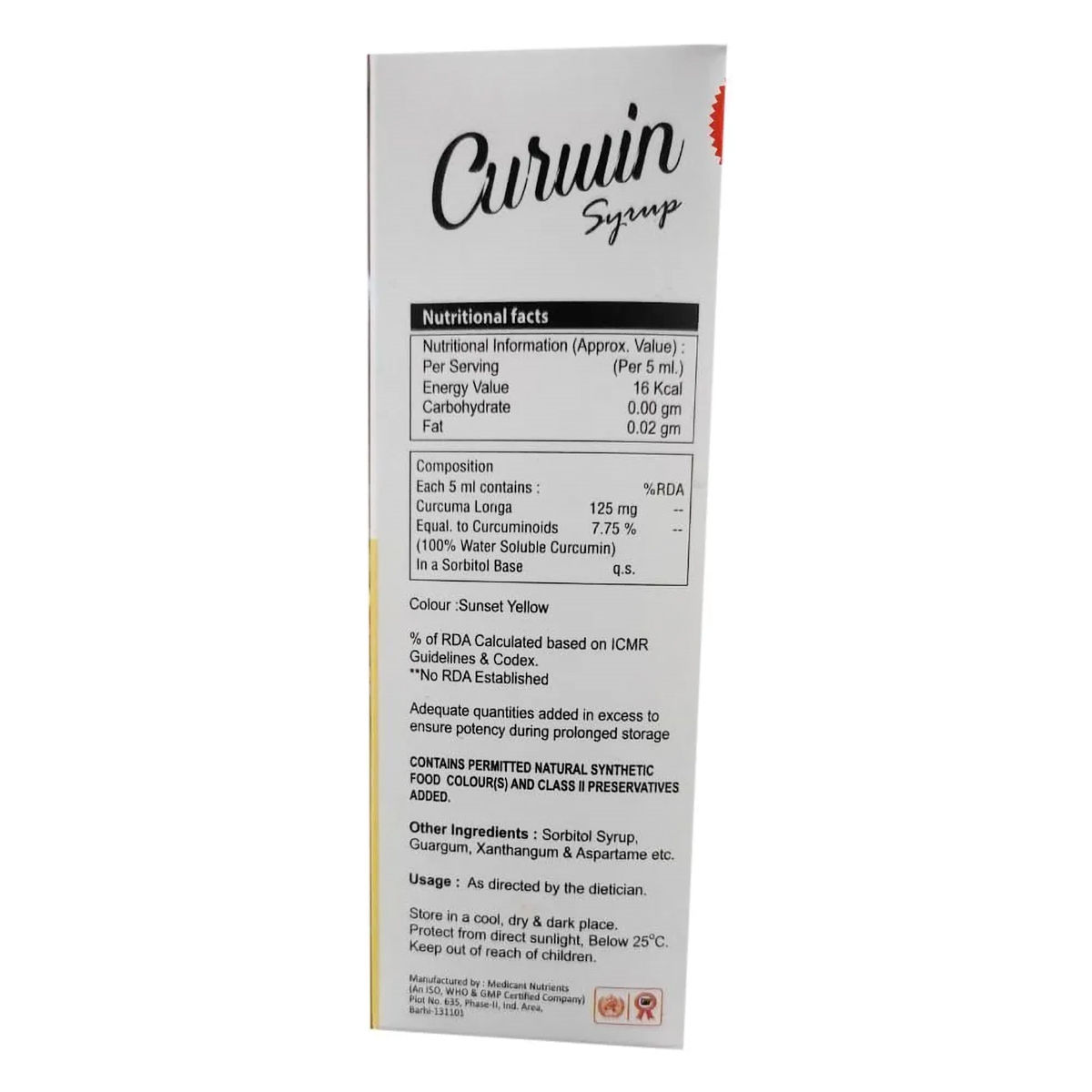 Curwin Sugar Free Syrup 100 ml Price, Uses, Side Effects, Composition ...