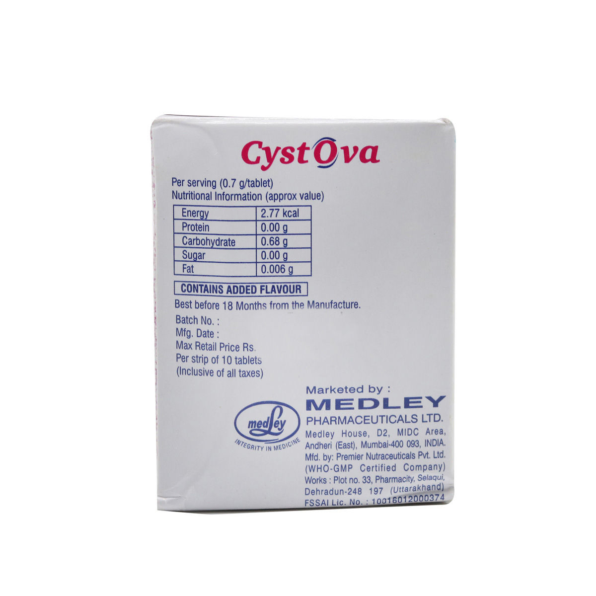 Cystova Tablet 10's Price, Uses, Side Effects, Composition - Apollo ...